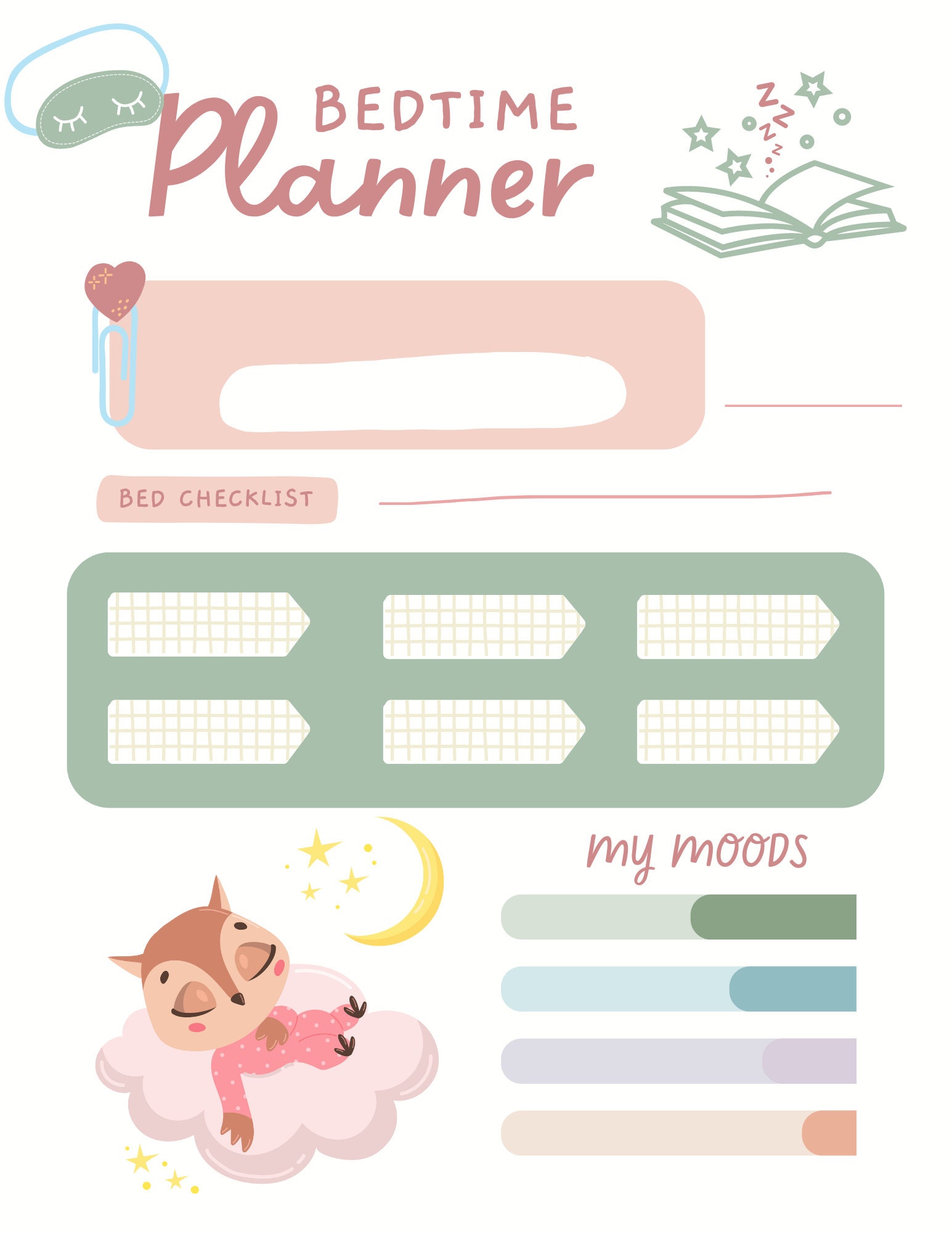 Bedtime Planner Printable Planners - Etsy
