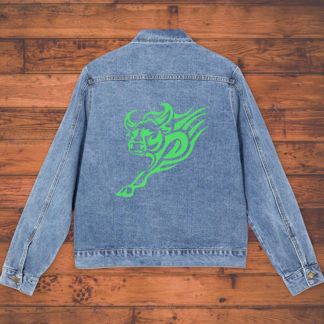 Green Tribal Bull Animal Graphic Denim Jacket Unisex Humor Tshirt Gift ...