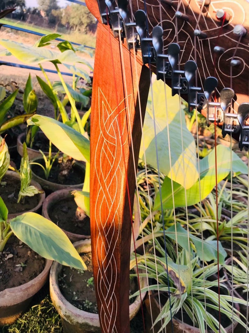 22 String Harp SOLID ROSEWOOD Extra Strings & Carrying Case Great for ...