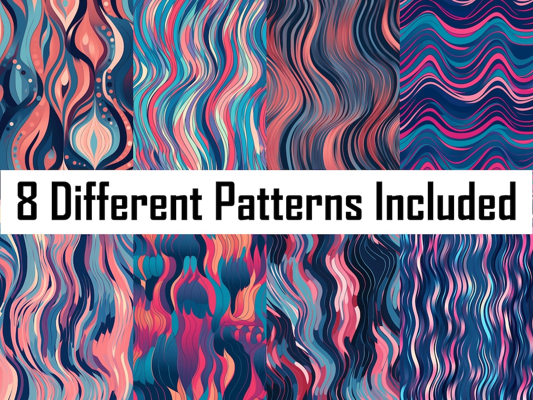 Abstract Wavy Pink and Blue Lines Seamless Pattern for Wallpaper or ...