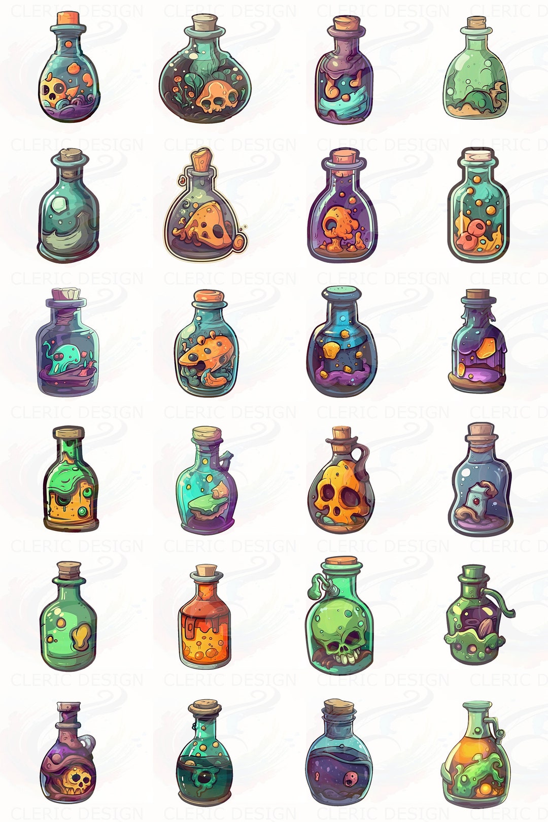 Digital Enchanted Potion Set #1 | 24 Quirky PNG Potions | Creative ...