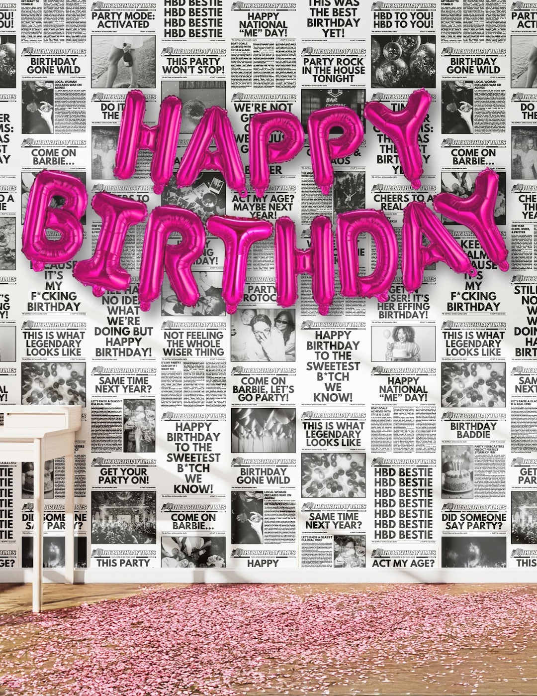 Newspaper-style Birthday Backdrop: Party Photo Booth Prop (printable ...