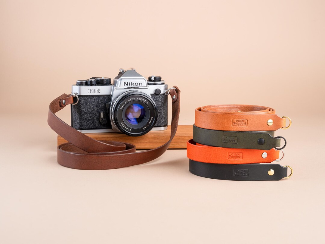 Leather Camera Strap, Fixed Length Classic, DSLR Film Photographer Gift ...