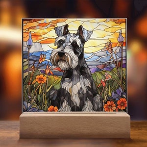 Schnauzer Dog Faux Stained Glass Acrylic Plaque Gift for Dog Mom Gift ...