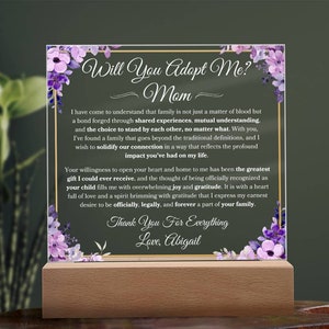 Adoption Proposal Personalized Plaque for Adoptive Mother Gift for Step ...
