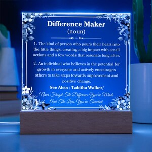 Difference Maker Noun Definition Personalized Plaque for Retirement ...