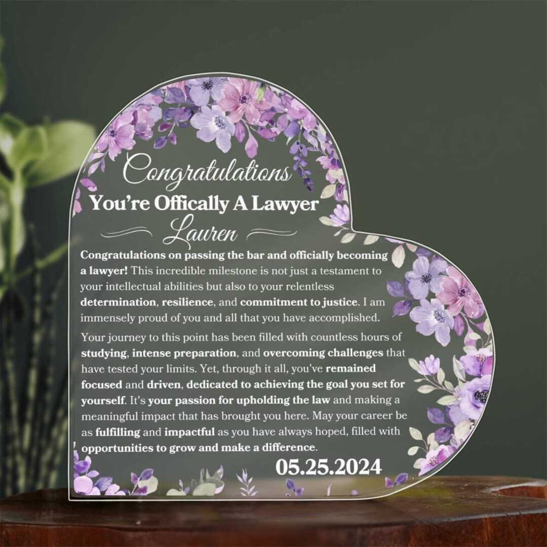 New Lawyer Gift Personalized Plaque for Law School Graduation Gift for ...