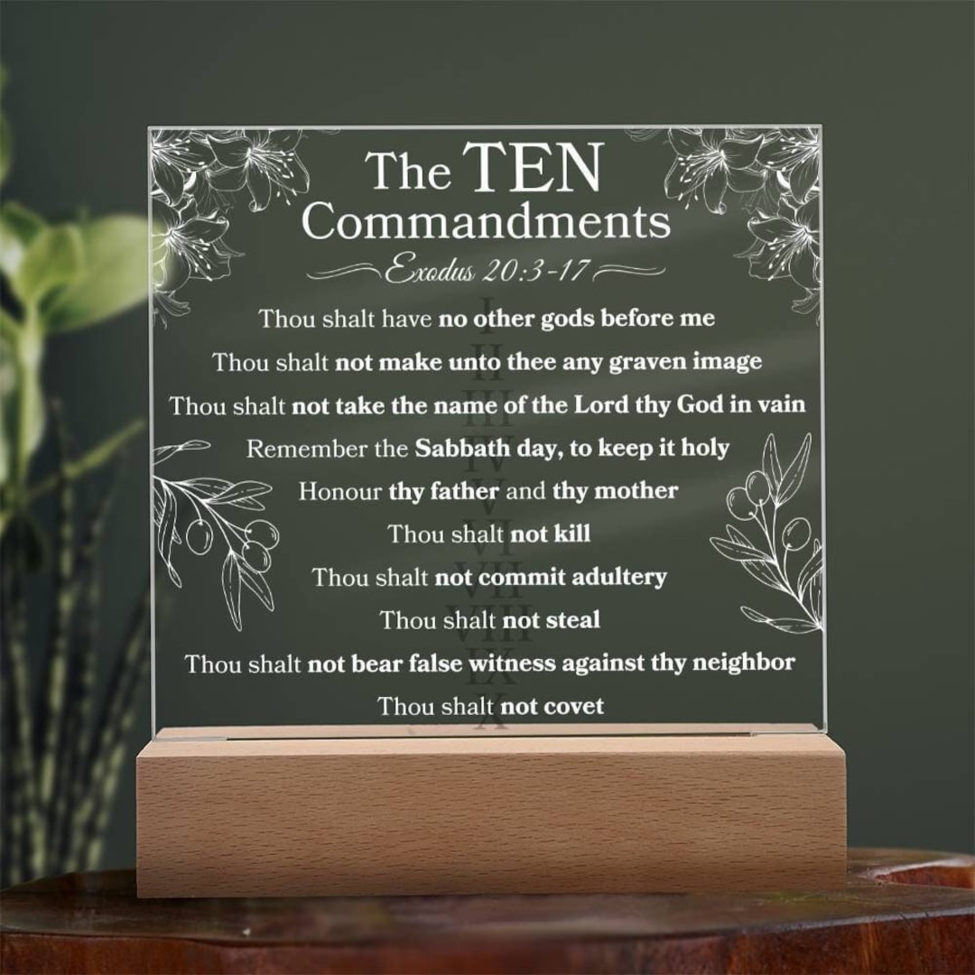 The Ten Commandments Acrylic Plaque for Biblical Verse Gift for ...