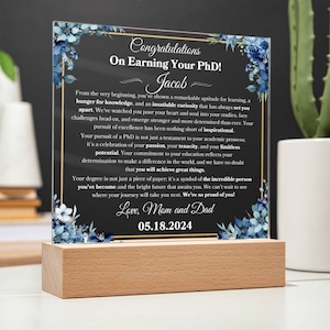 Phd Graduation Personalized Plaque for Phd Graduate Gift for Son ...