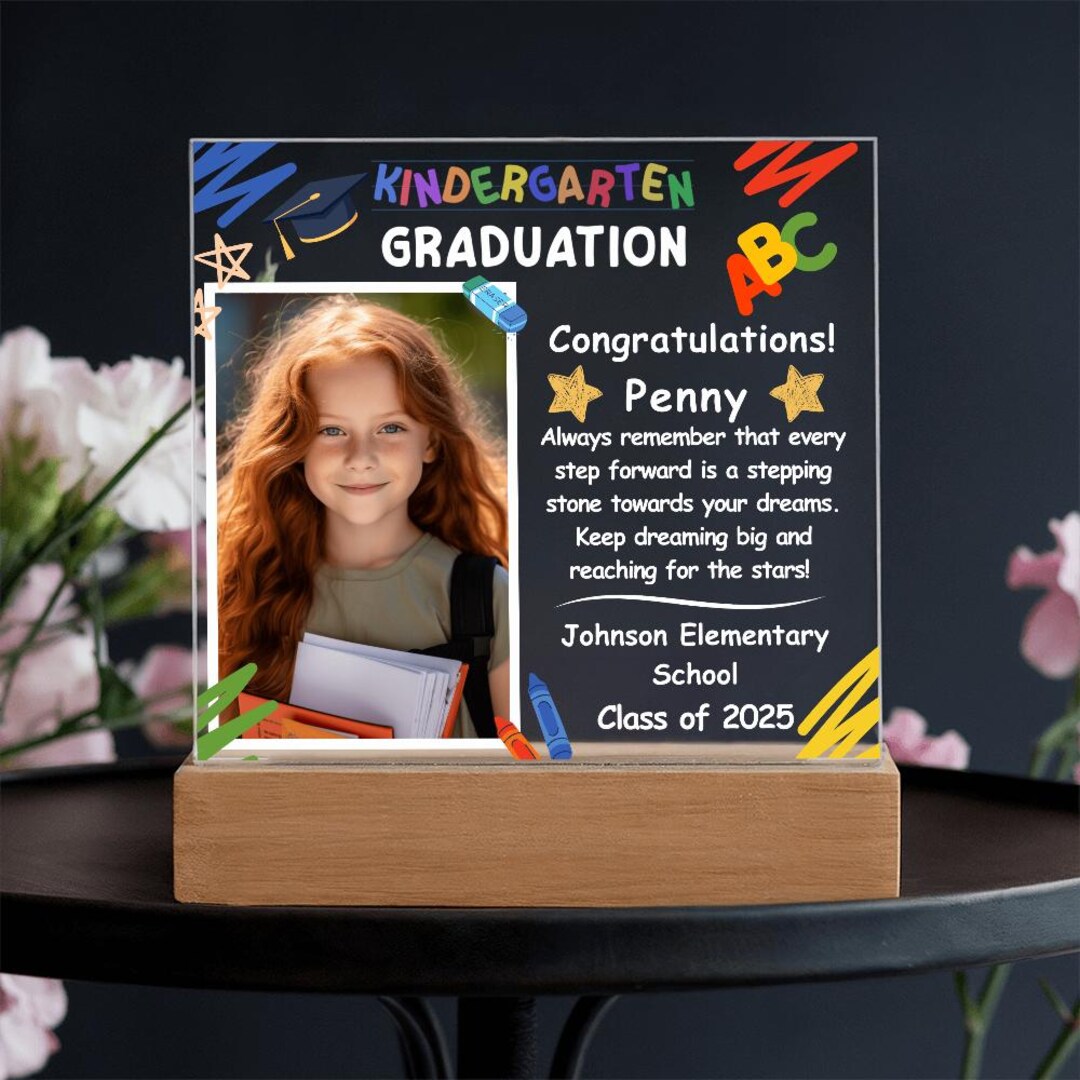 Kindergarten Graduation Personalized Plaque Gift for K Grad Memory ...