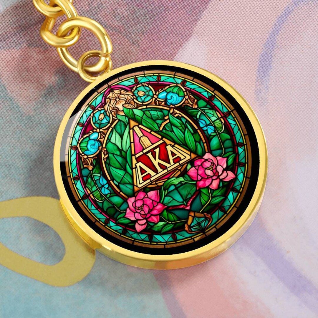 Alpha Kappa Alpha Sorority Personalized Faux Stained Glass Keychain for ...