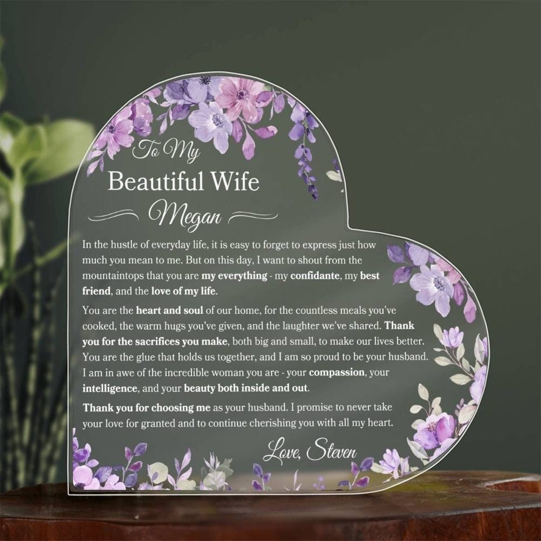 To My Wife Personalized Heart Plaque Gift for Wife Anniversary Gift for ...