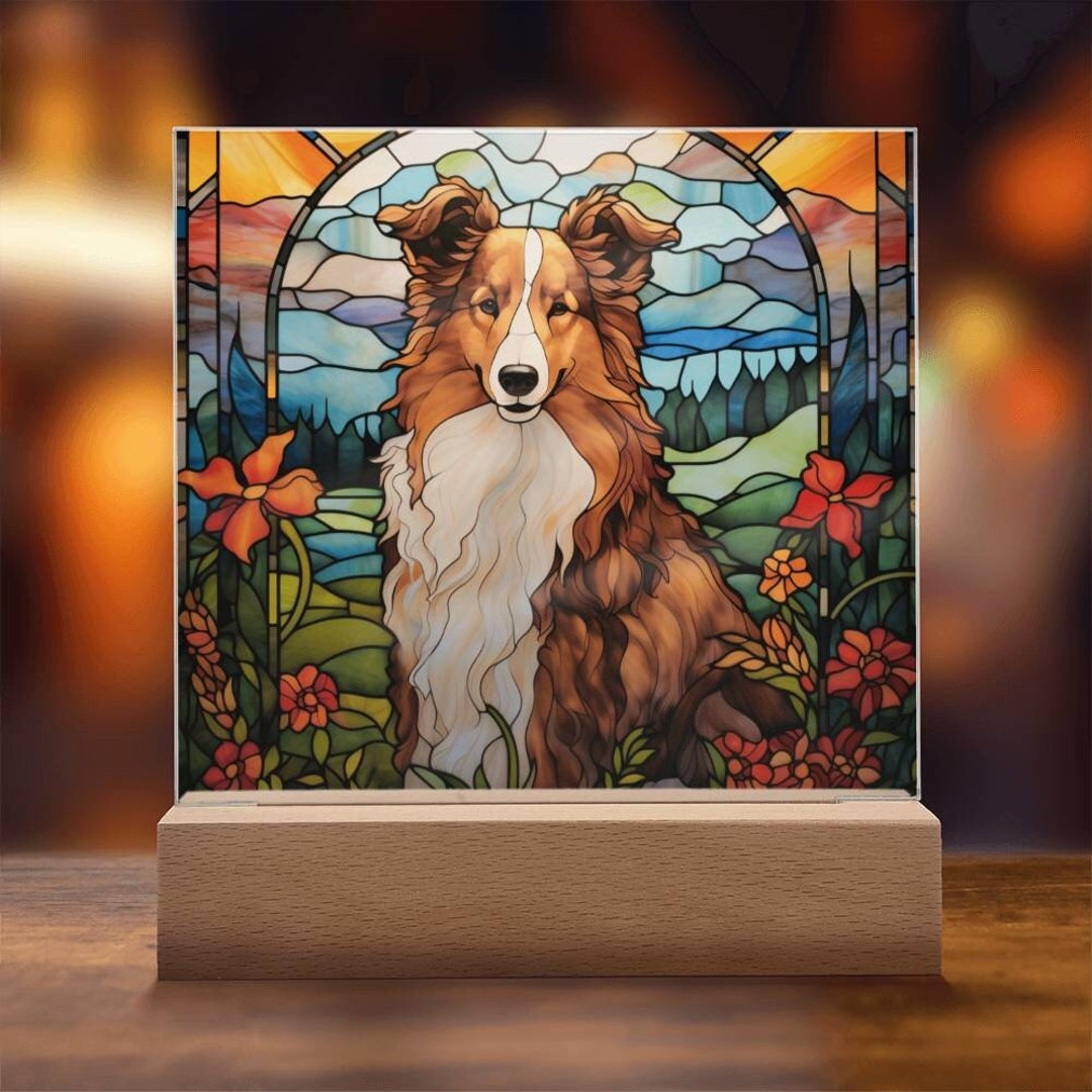 Sheltie Faux Stained Glass Acrylic Plaque Gift for Dog Mom Gift for Pet ...