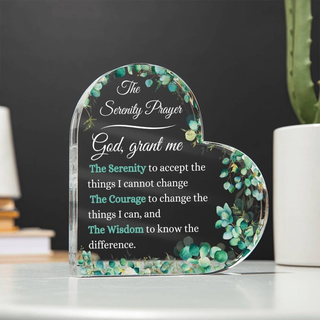 The Serenity Prayer Acrylic Heart Plaque Gift for Christian Decoration ...