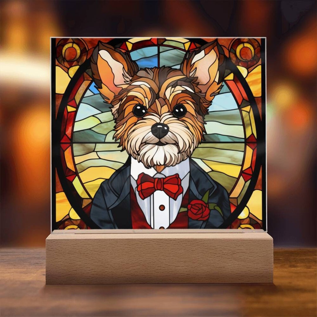 Yorkshire Terrier in Tuxedo Faux Stained Glass Gift for Dog Mom Gifts ...