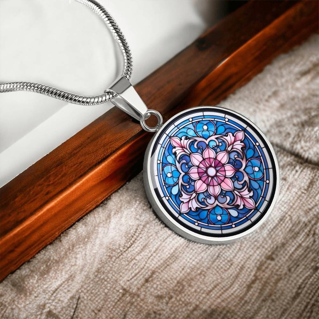 Transgender Inspired Emblem Faux Stained Glass Personalized Pendant for ...