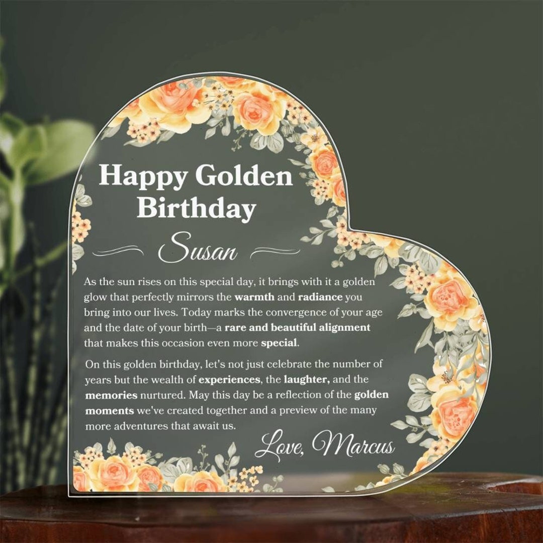 Golden Birthday Personalized Plaque Gift for Happy Golden Birthday Gift ...