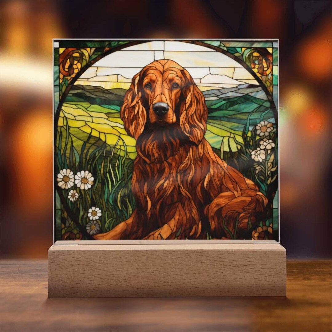 Irish Setter Dog Faux Stained Glass Acrylic Plaque Gift for Dog Mom ...