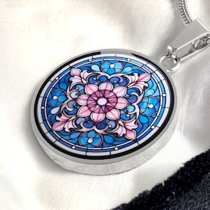 Transgender Inspired Emblem Faux Stained Glass Personalized Pendant for ...