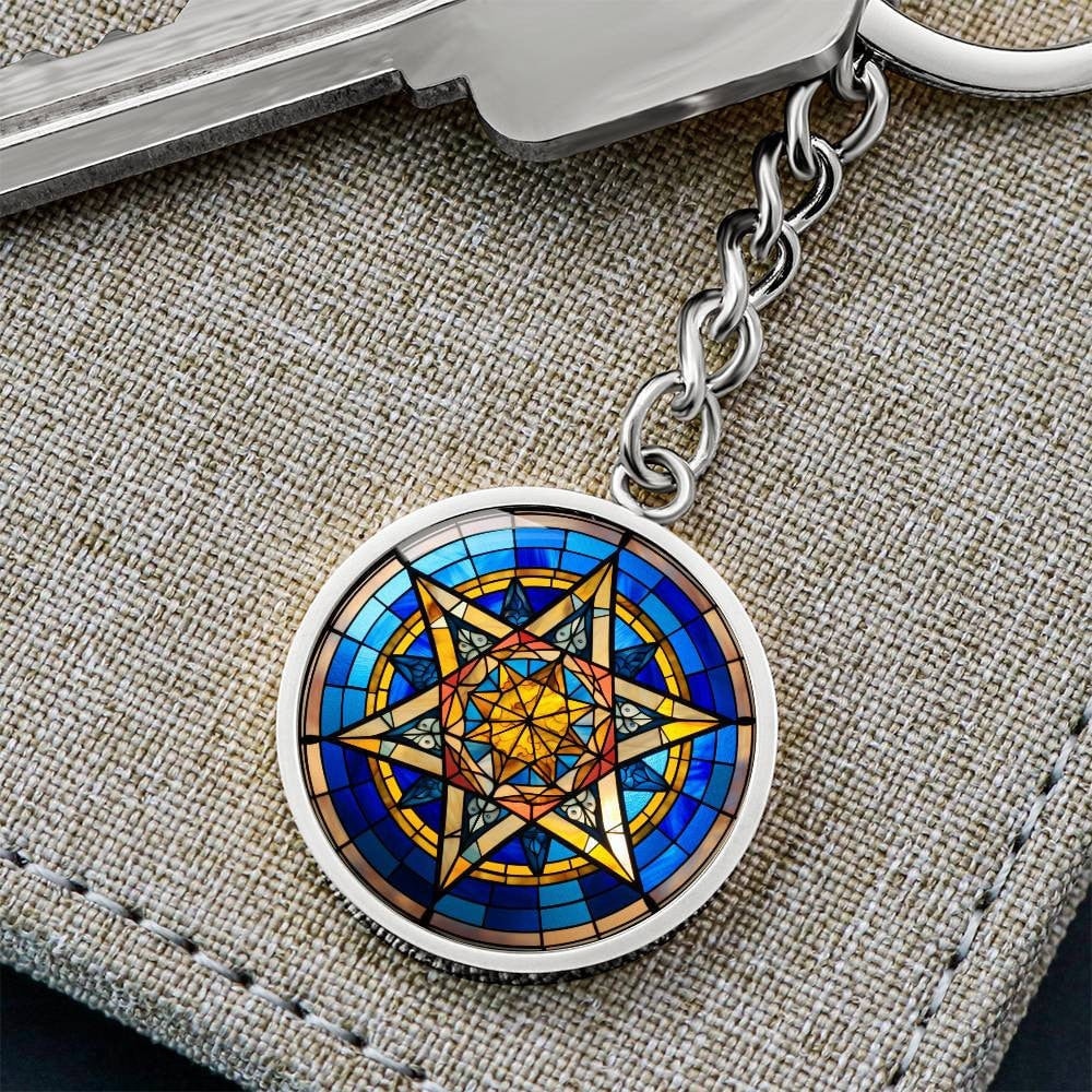 Star of David Stained Glass Personalized Keychain for Bat - Etsy