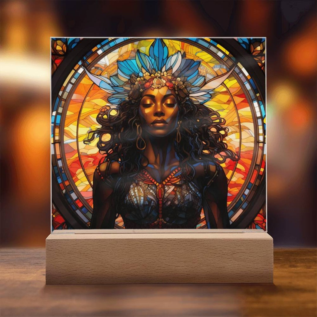 Orisha Yemaya Faux Stained Glass Acrylic Plaque Decoration of African ...
