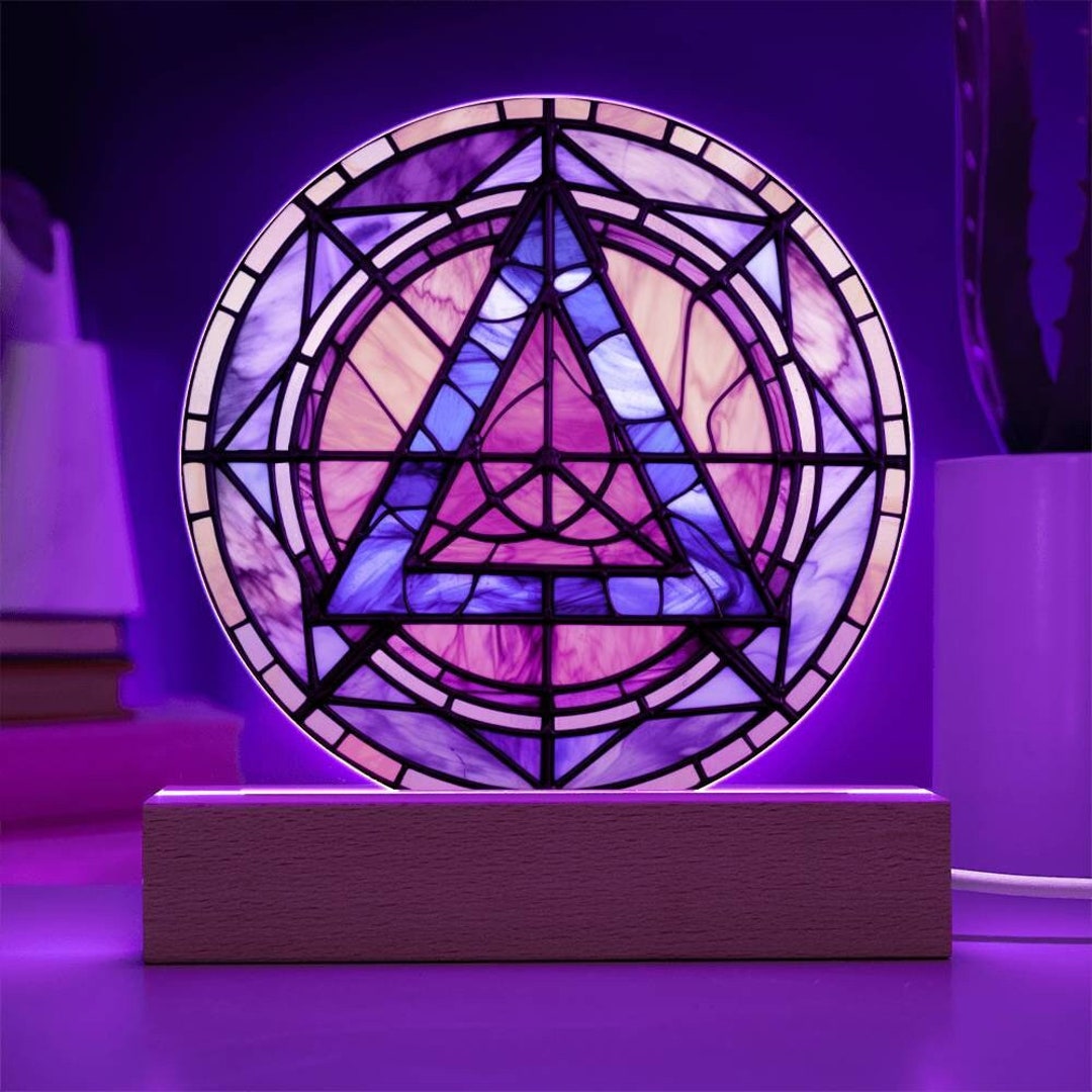 Alcoholics Anonymous Symbol Faux Stained Glass LED Circle Plaque Gift ...