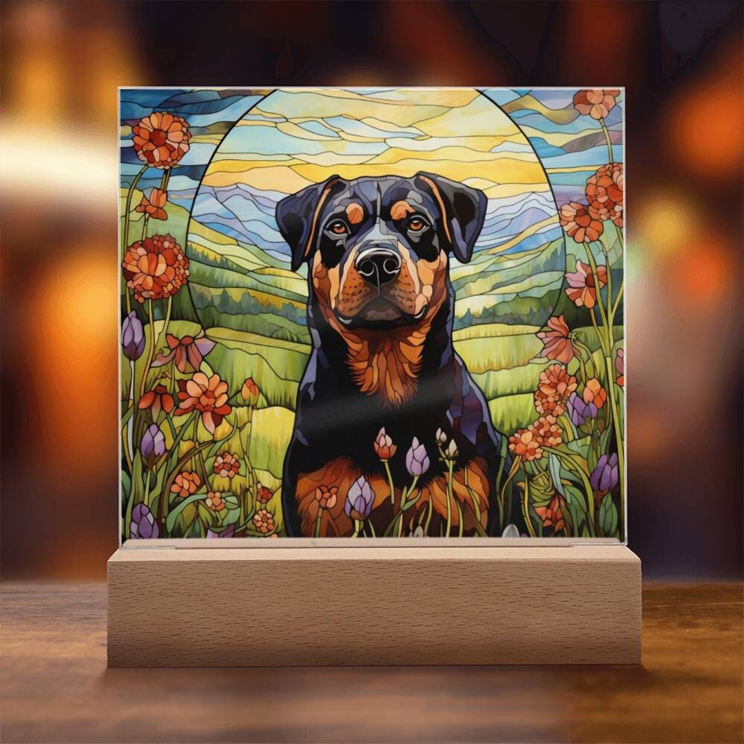 Rottweiler Faux Stained Glass Acrylic Plaque Gift for Dog Lover Gifts ...