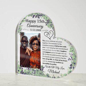 15th Anniversary Personalized Heart Plaque Gift for 15 Year Anniversary ...