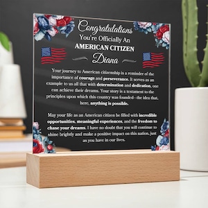 New Citizen Gift for New American Citizen Personalized Plaque for New ...