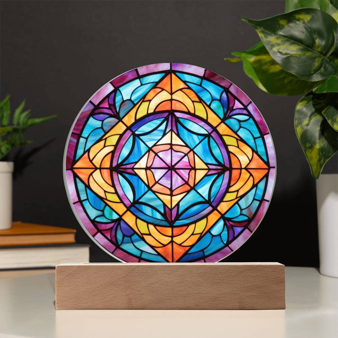 Narcotics Anonymous Symbol Faux Stained Glass Circle Acrylic Plaque ...