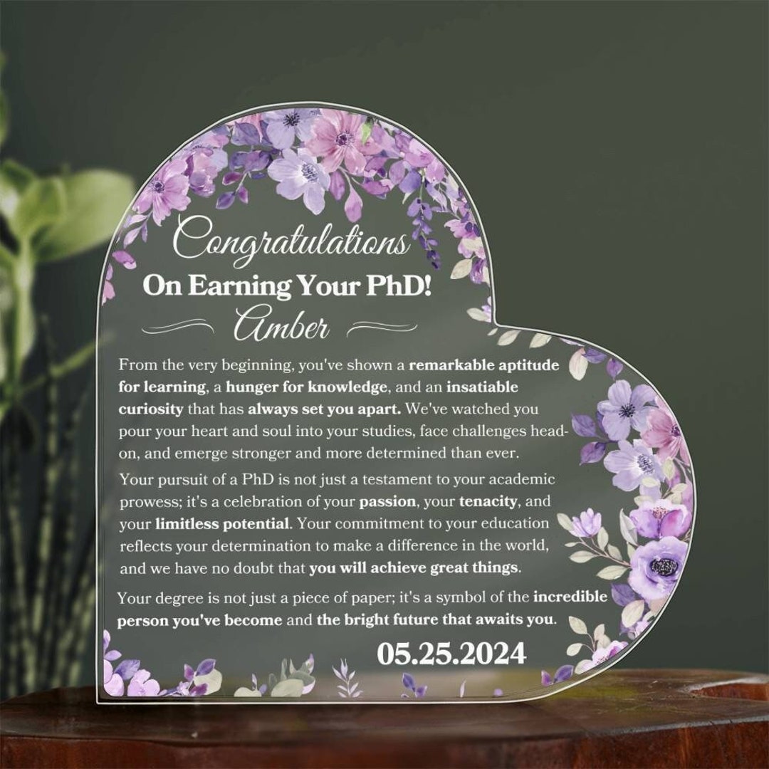 Phd Graduate Personalized Plaque Gift for Graduation Gift for Phd Grad ...