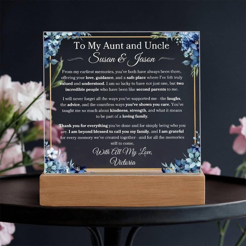 Aunt and Uncle Personalized Plaque Gift From Niece/nephew to Aunt and ...
