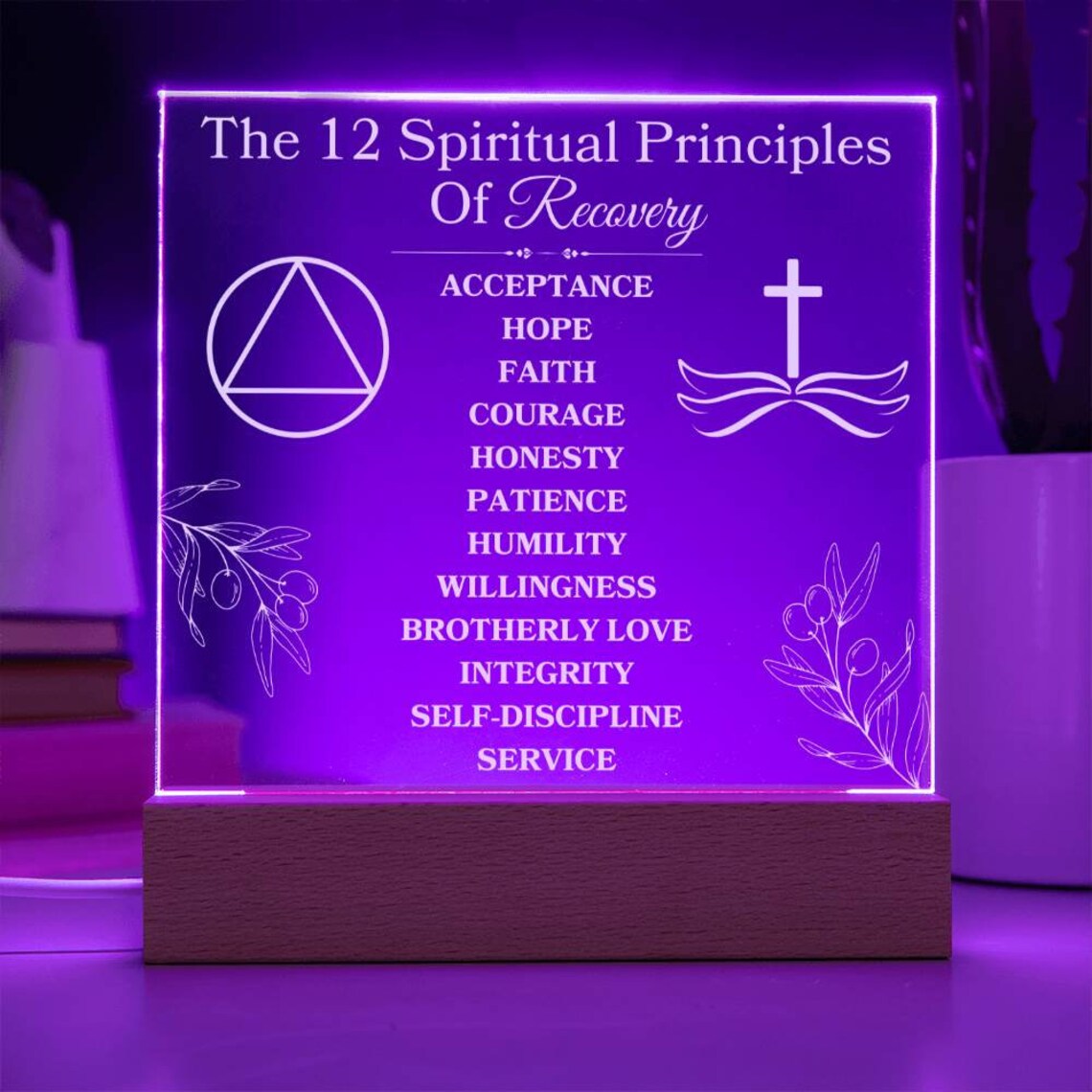 The 12 Spiritual Principles of Recovery Plaque Gift for Alcoholics ...