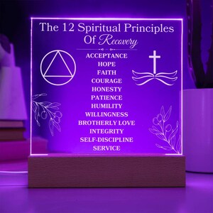 The 12 Spiritual Principles of Recovery Plaque Gift for Alcoholics ...