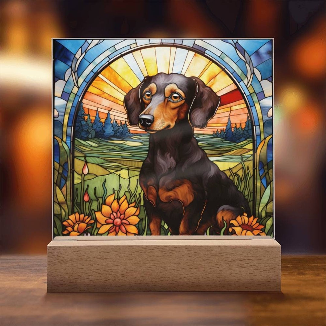 Dachshund Faux Stained Glass Acrylic Plaque Gift for Weiner Dog Mom ...