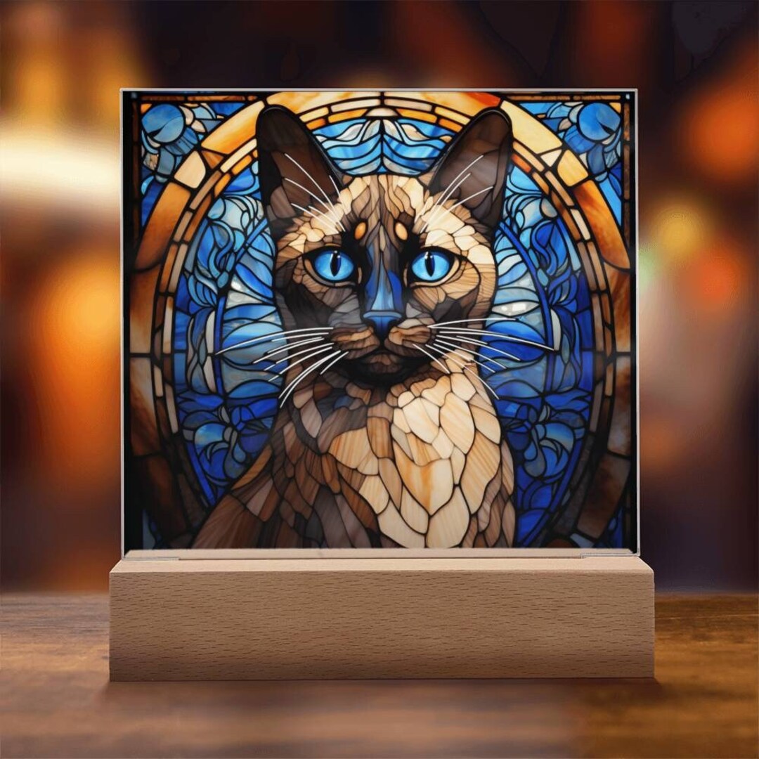 Siamese Cat Faux Stained Glass Acrylic Plaque Gift for Cat Person ...