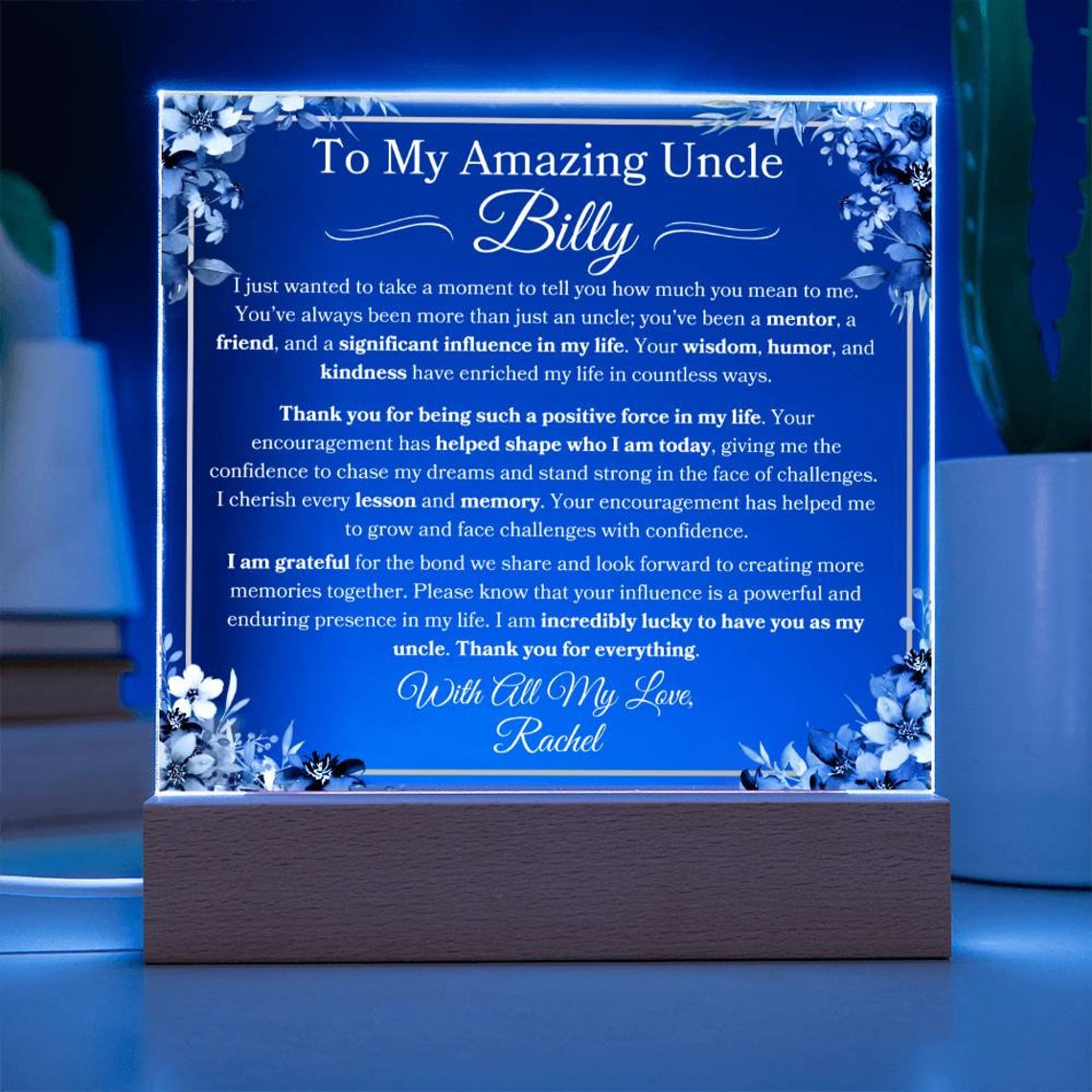 To My Uncle Personalized Plaque Gift for Uncle Birthday Gift for Father ...