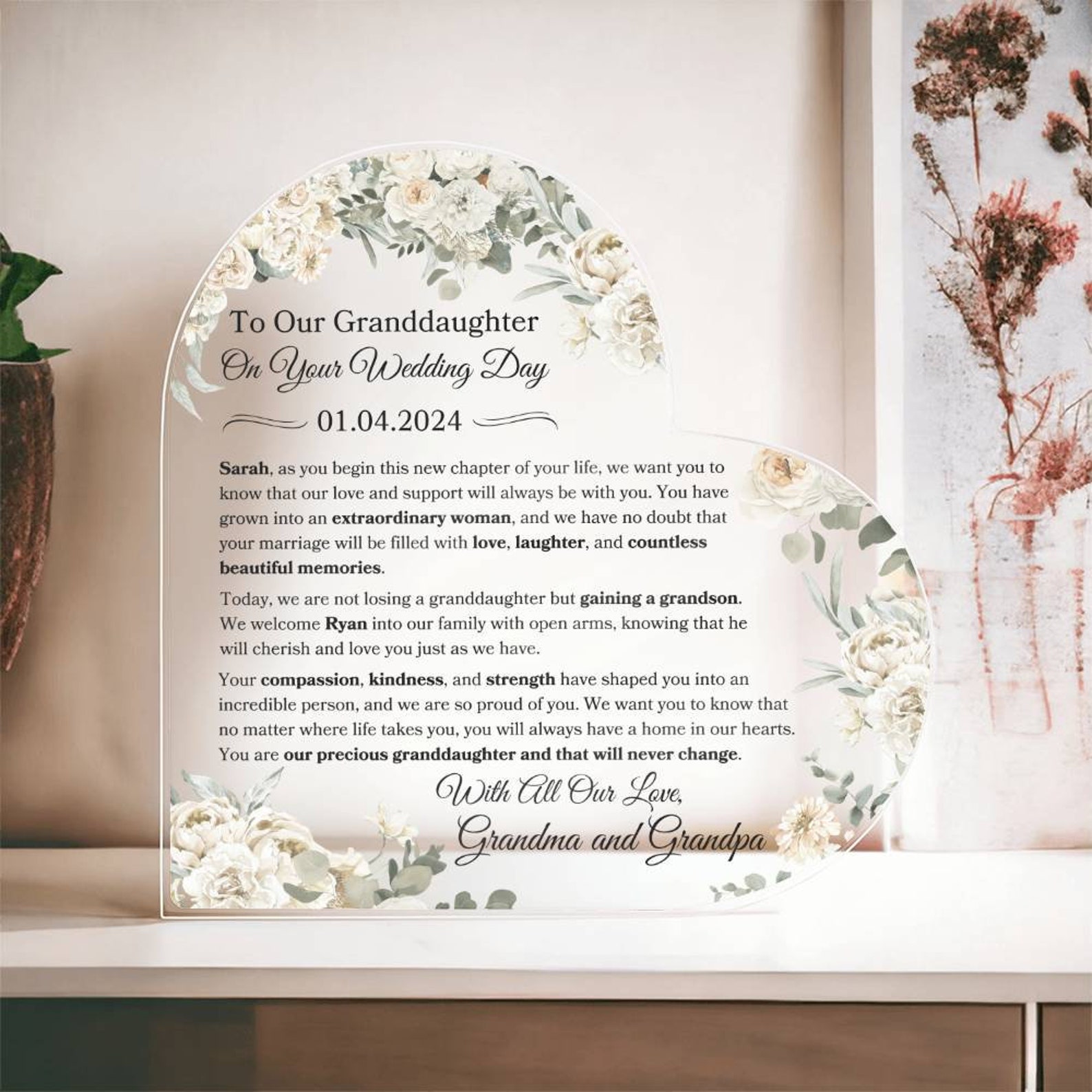To My Granddaughter on Your Wedding Day Plaque for Granddaughter ...