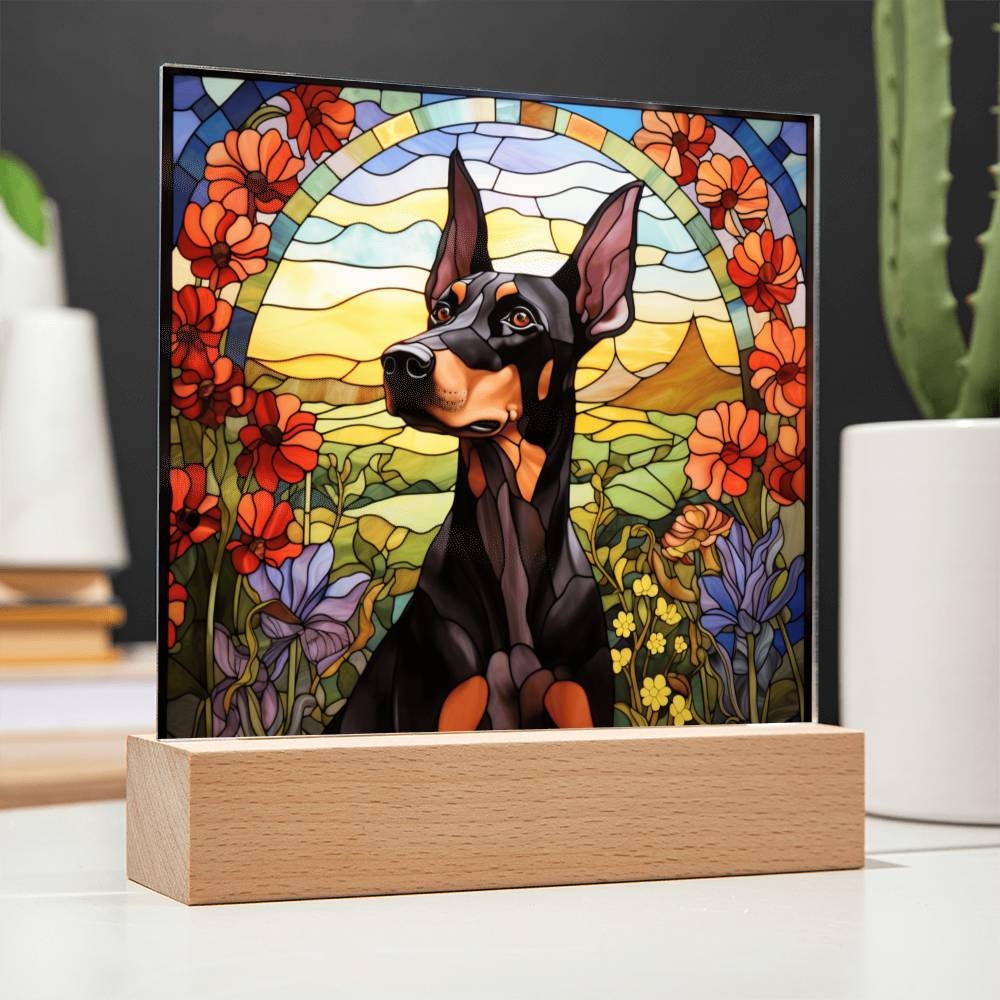 Doberman Pinscher Faux Stained Glass Acrylic Plaque for Dog - Etsy