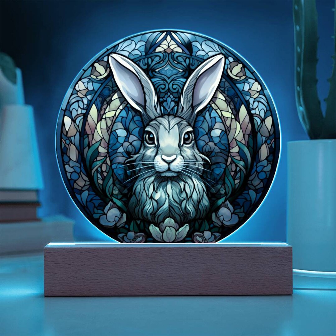 Easter Bunny Faux Stained Glass Circle Acrylic Plaque for Easter ...