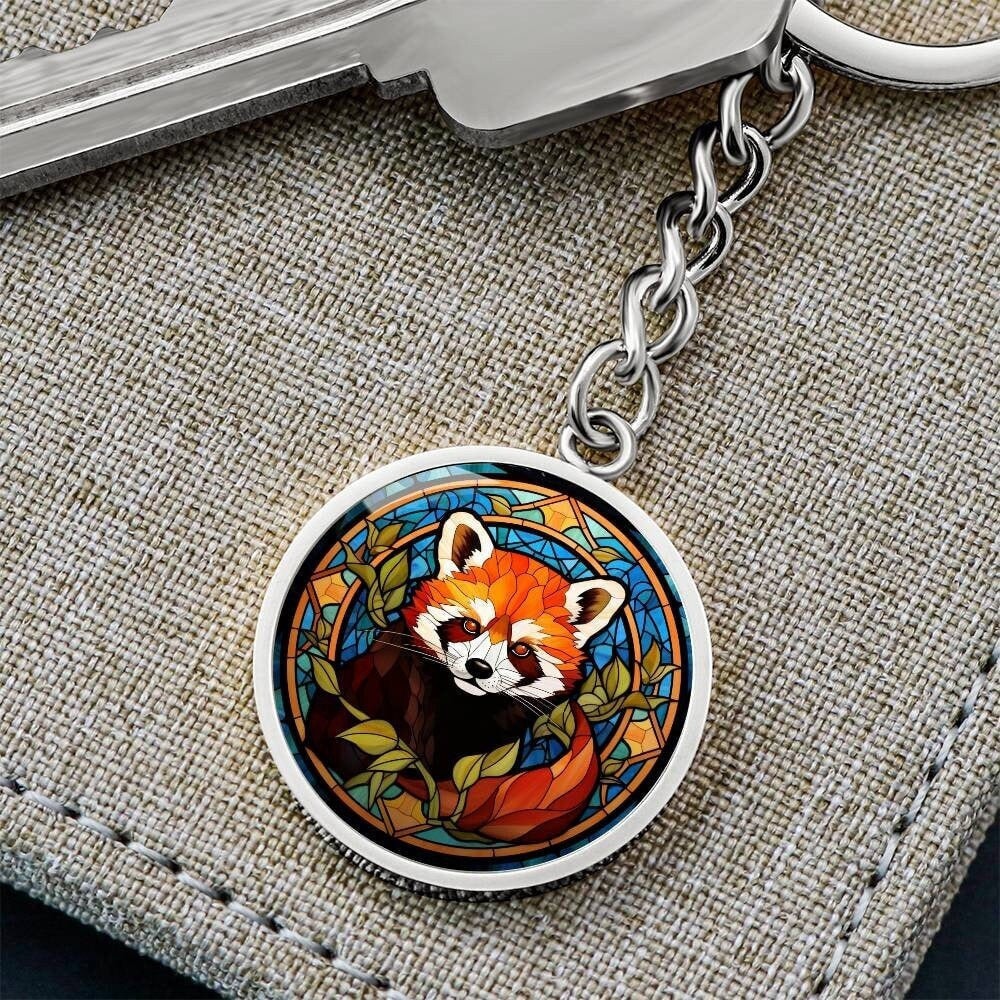 Red Panda Stained Glass Personalized Keychain Gift for Panda - Etsy
