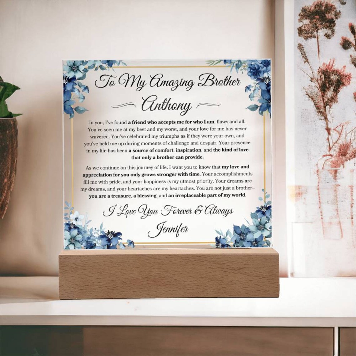 To My Brother Personalized Plaque From Sister to Brother Gift for ...