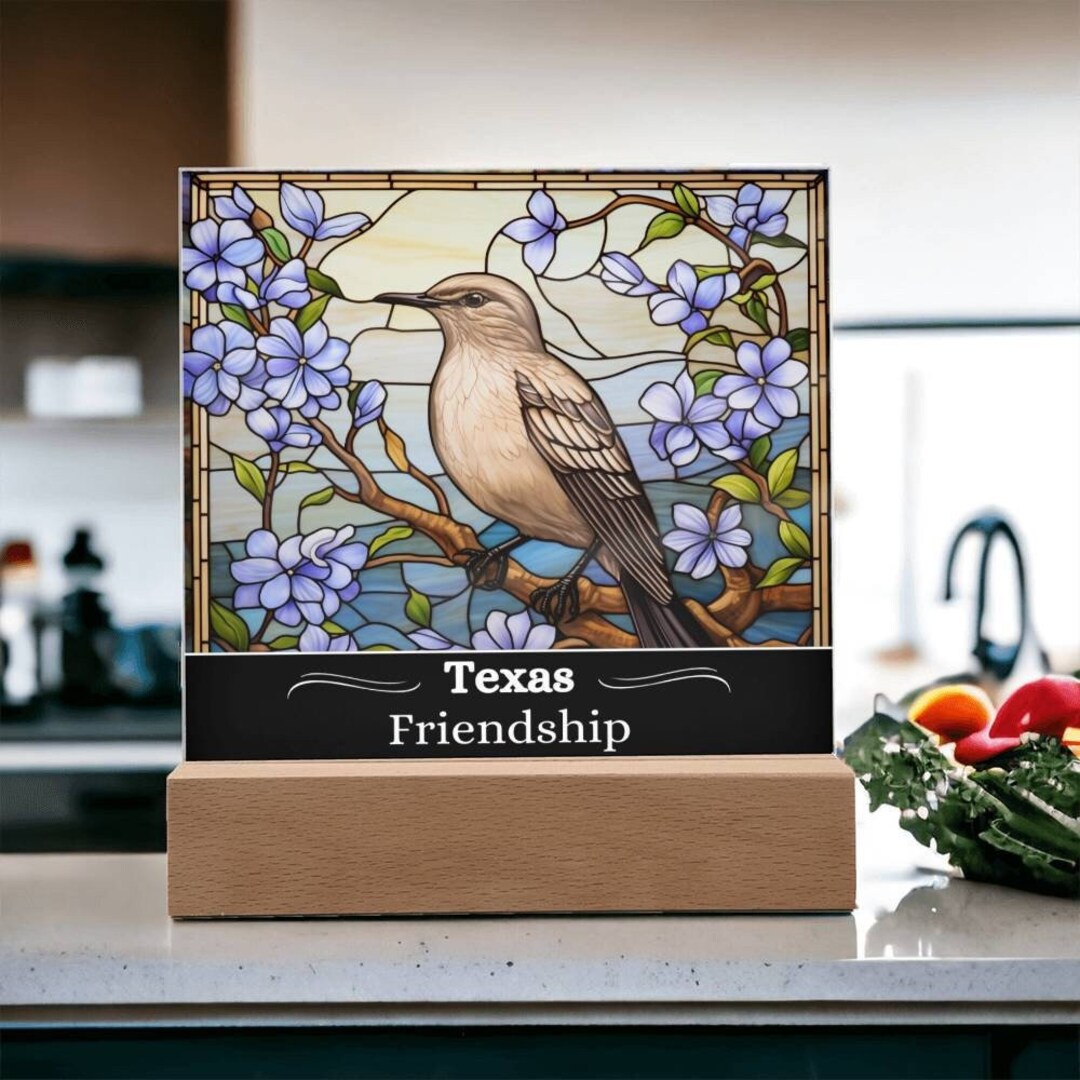 Texas State Motto Northern Mockingbird and Bluebonnet Flowers - Etsy