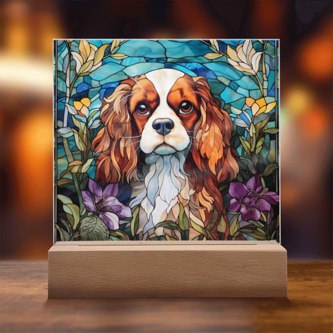 Cavalier King Charles Spaniel Faux Stained Glass Acrylic Plaque Gift ...