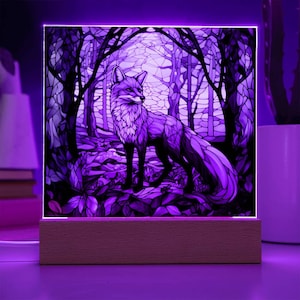 Fox in the Woods Faux Stained Glass Acrylic Plaque Gift for Animal ...