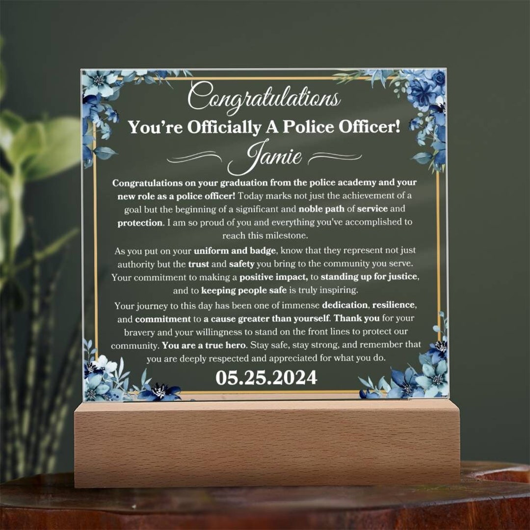 Police Academy Graduation Personalized Plaque Gift for New Police ...