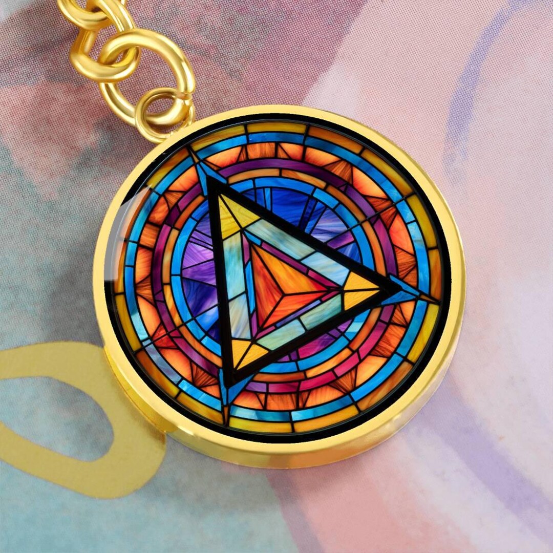 AA Symbol Faux Stained Glass Personalized Pendant Keychain Alcoholics ...
