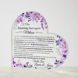Surrogate Mother Personalized Plaque for Surrogate Thank You Gift for ...