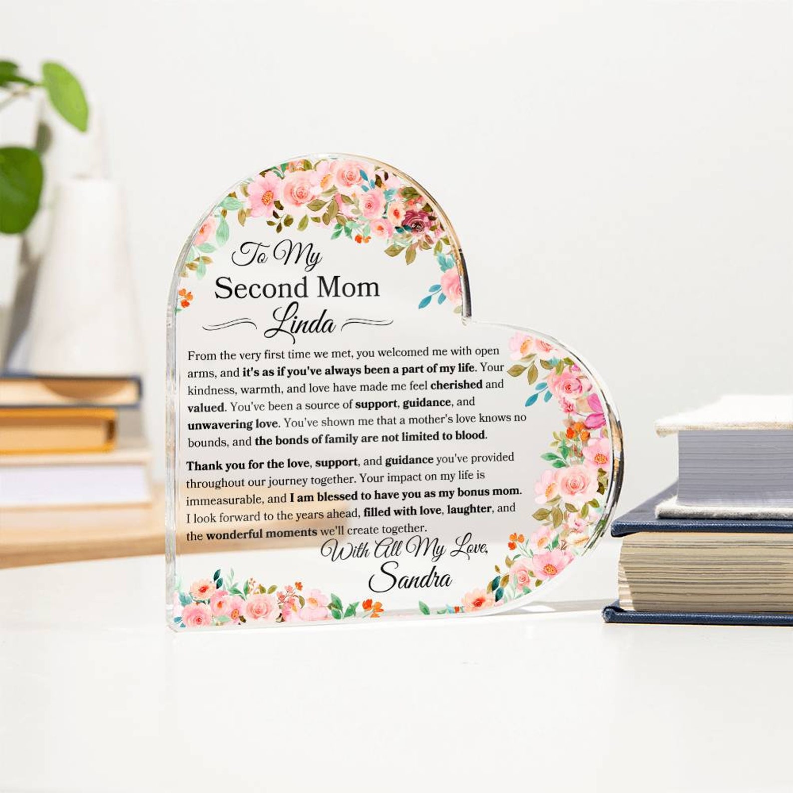 To My Second Mom Personalized Plaque Gift for Bonus Mom Gift for Mother ...