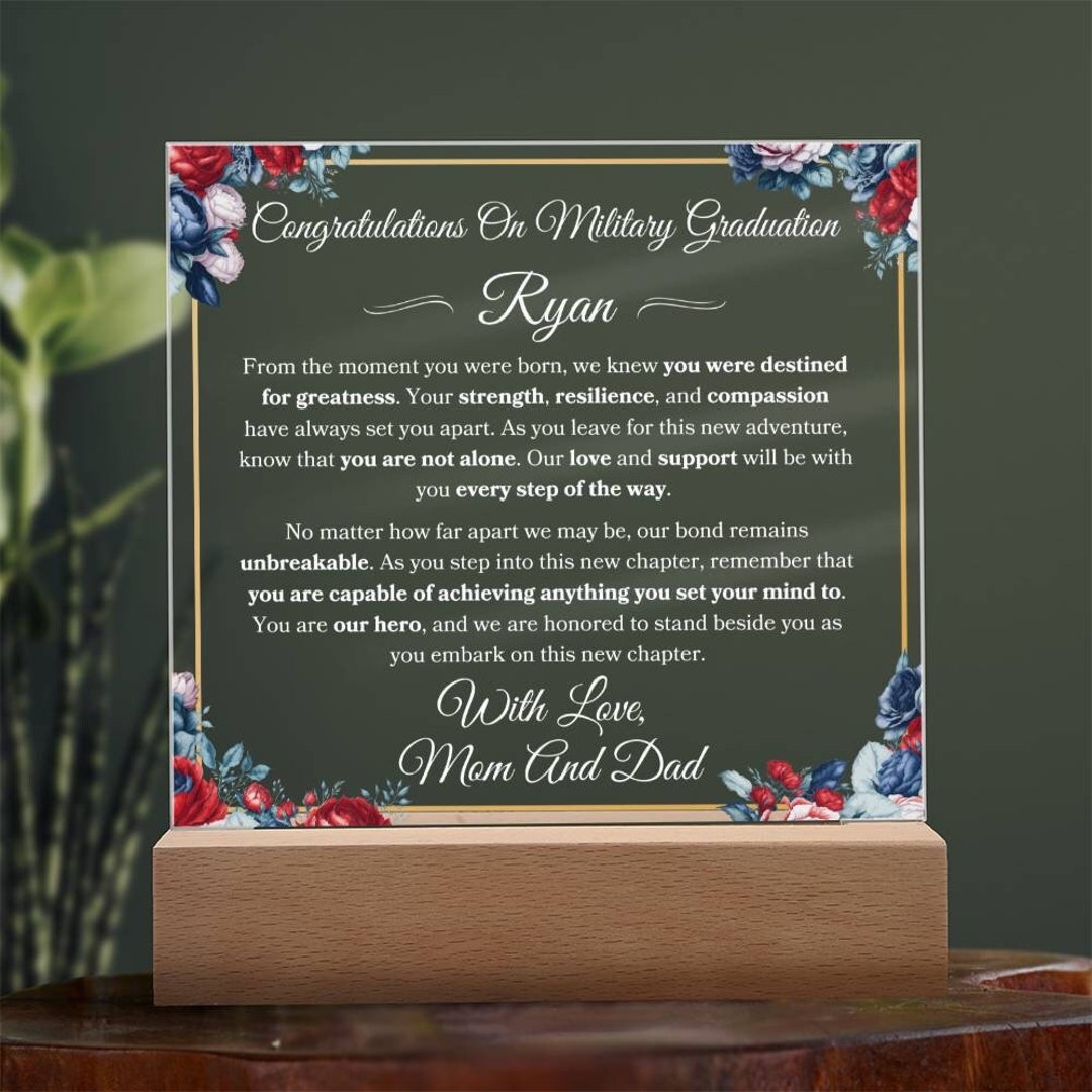 Military Graduation Personalized Plaque for Son/daughter Completing ...